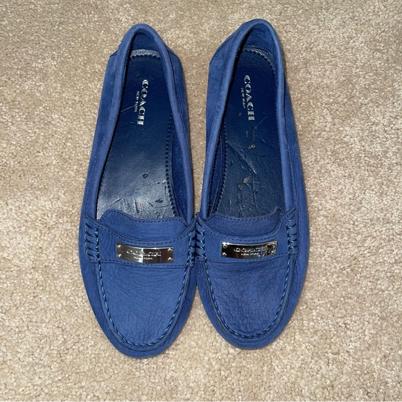 Coach | Shoes | Coach Womens Blue Leather Loafers Driving Moccasins ...